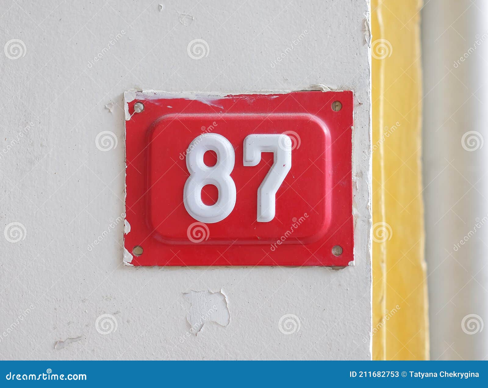 Red House Number 87 on the Wall Stock Image - Image of home, sign ...