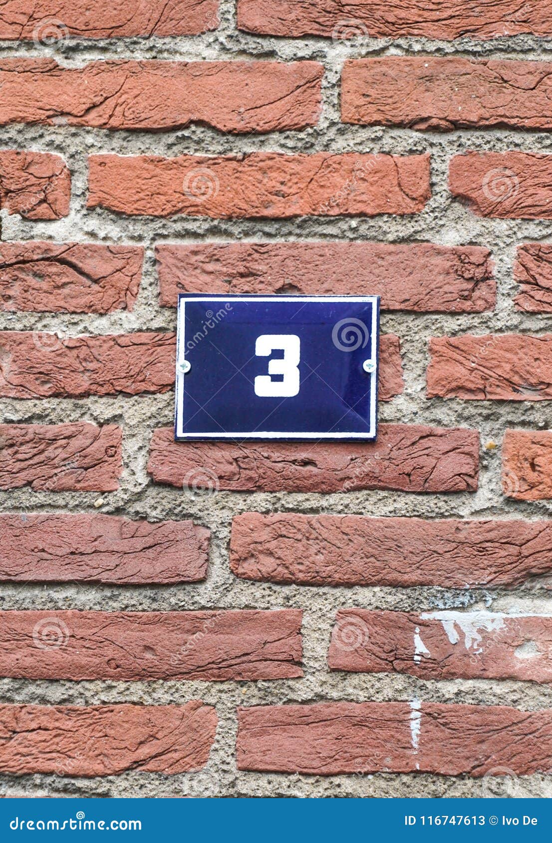 House Number Three 3 White on Blue Stock Image - Image of streetsign ...