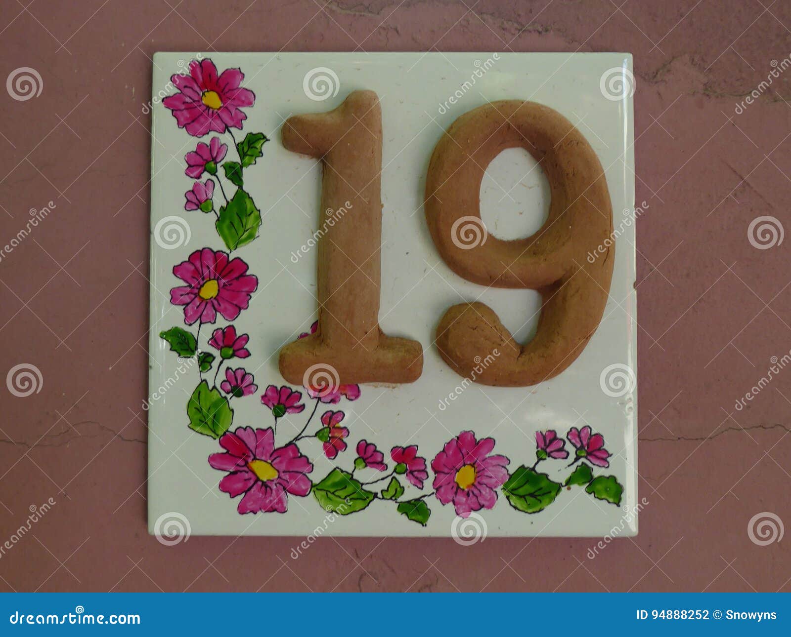 House Number 19 on the Wall Stock Photo - Image of object, nineteen ...