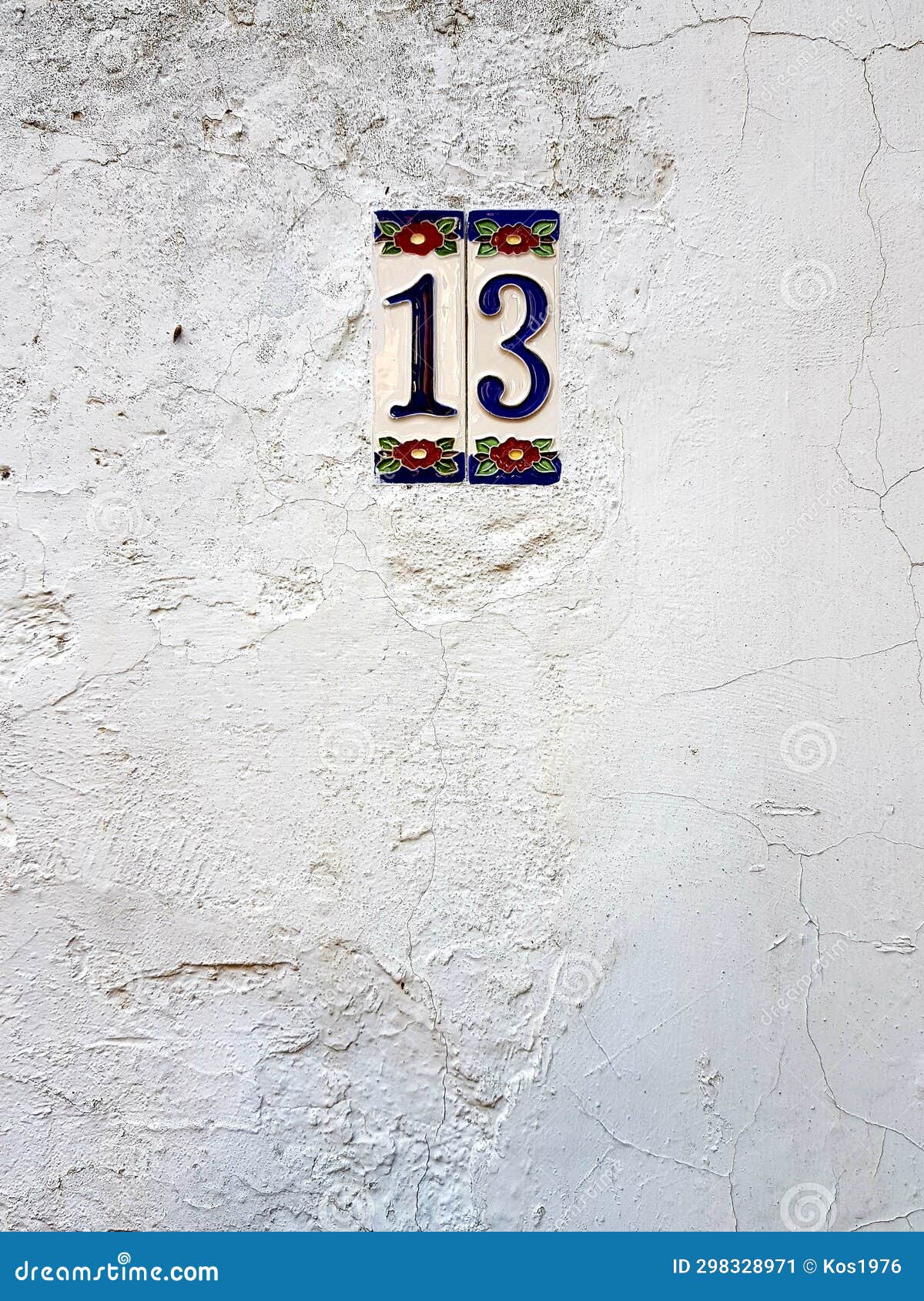 House Number 13 on a White Plastered Wall. Stock Image - Image of type ...