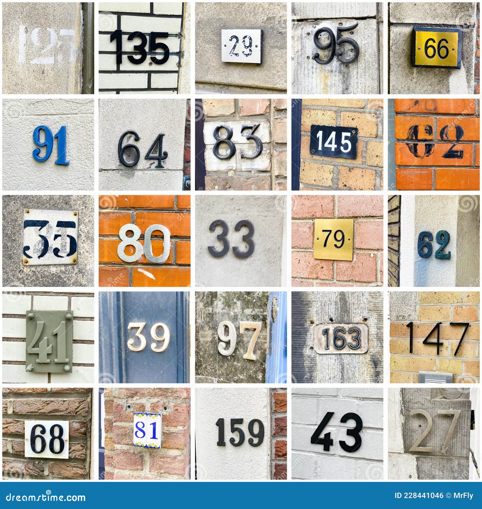 House Numbers, Large Colourful Collage Stock Photo - Image of home ...