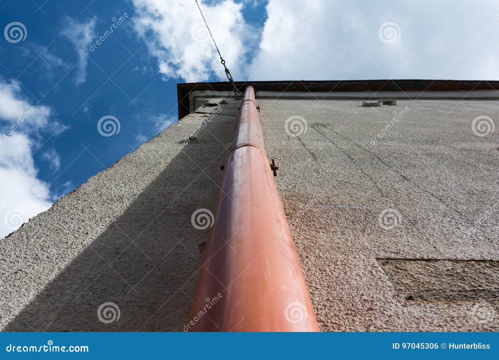House Old Drain Pipe Gutter Closeup Sky Vertical Perpsective Cor Stock ...