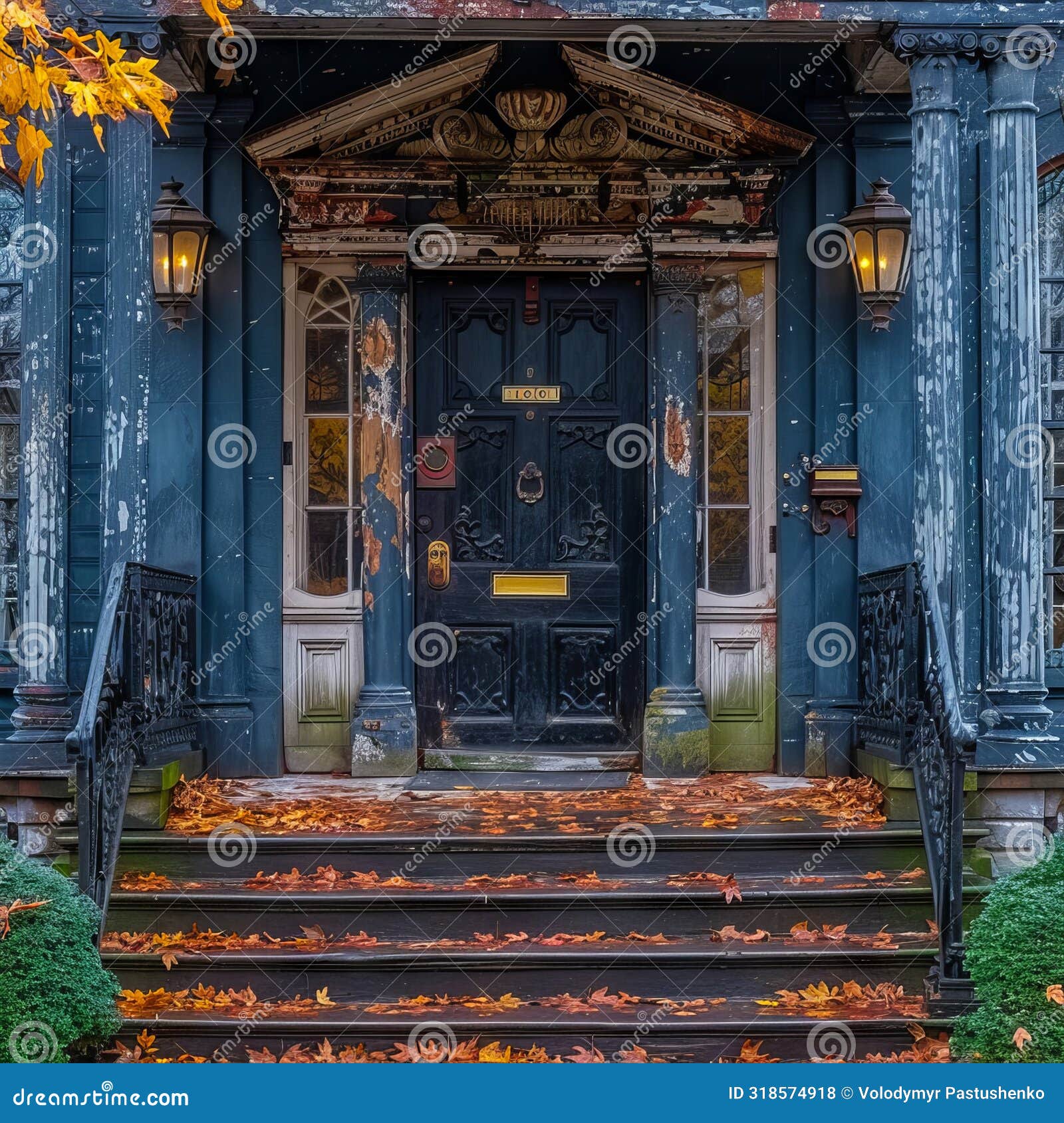 A House with an Old Front Door and Steps Stock Photo - Image of wooden ...