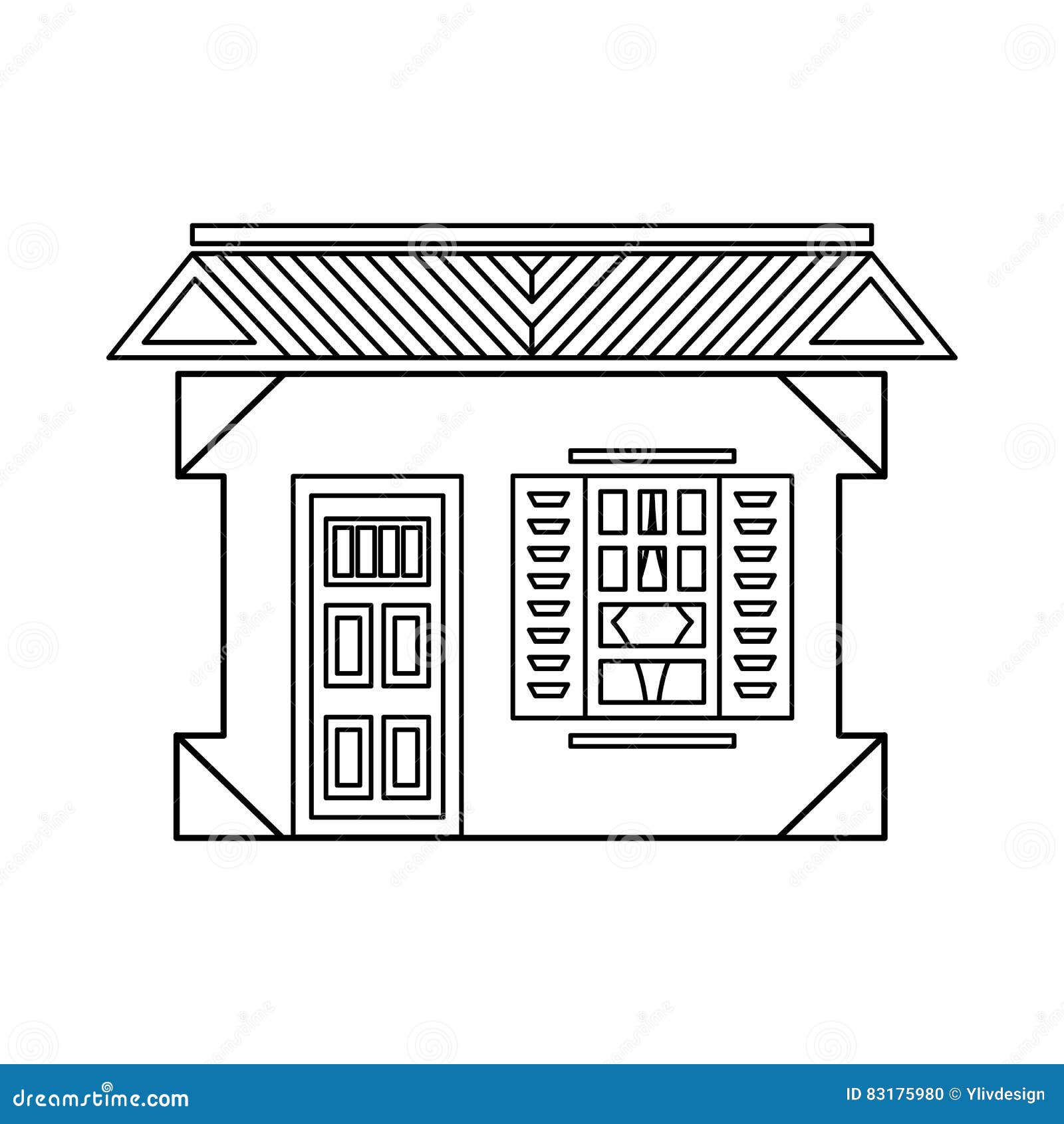 House with One Window Icon, Outline Style Stock Vector - Illustration ...