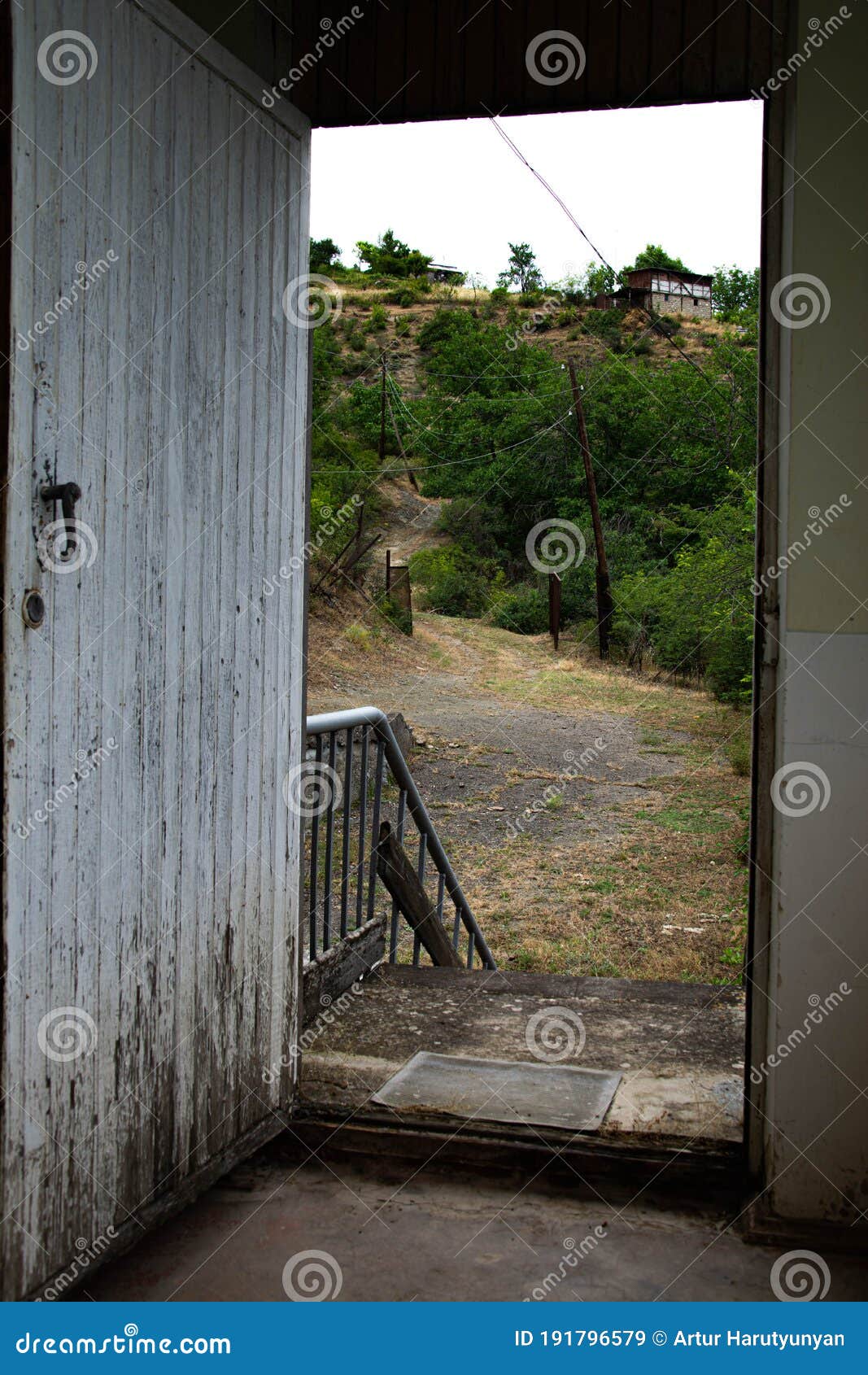 House with an open door stock image. Image of view, wall - 191796579