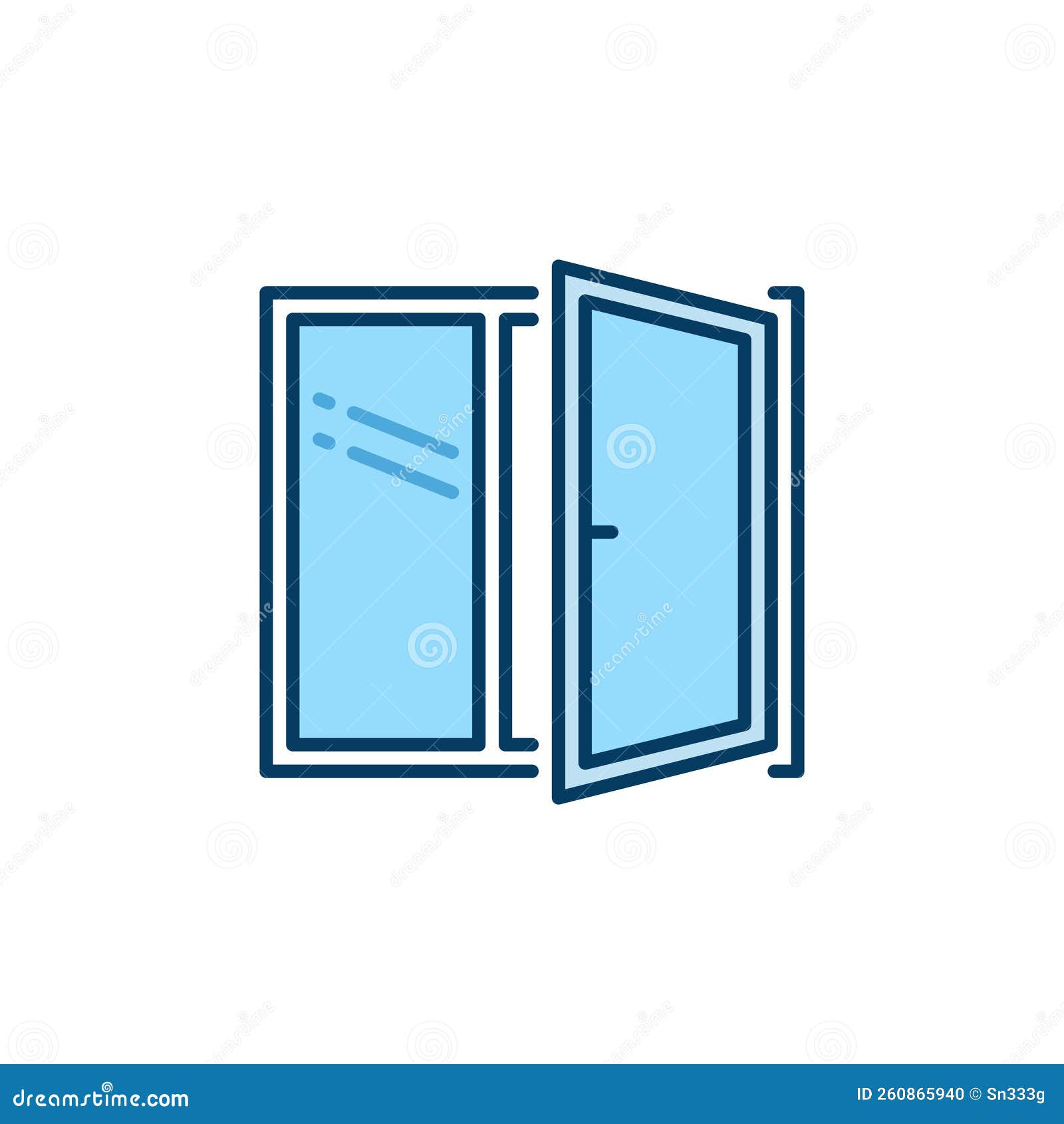 House Open Window Vector Concept Blue Icon or Sign Stock Illustration ...