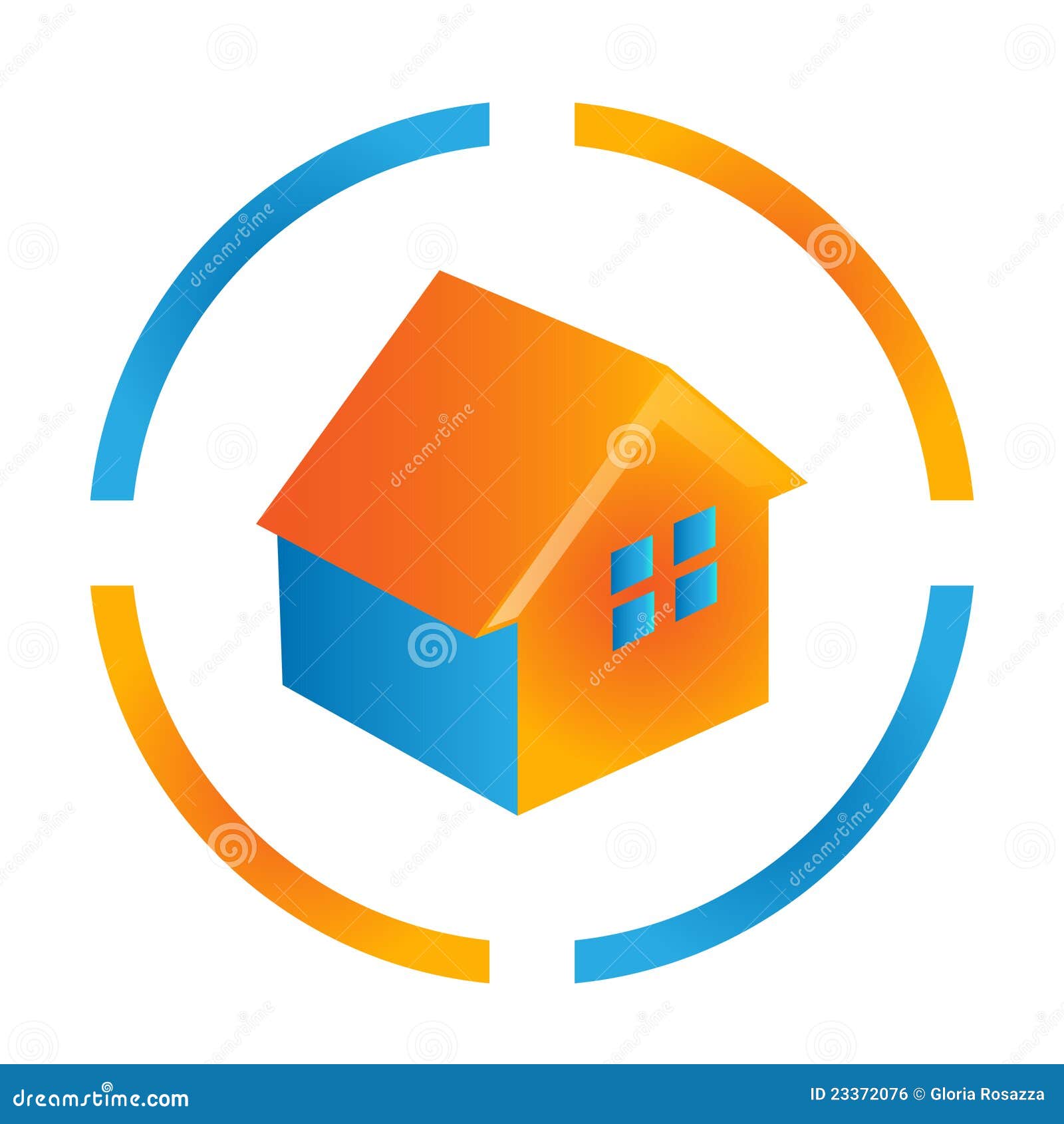 House orange and blue logo stock illustration. Illustration of ...