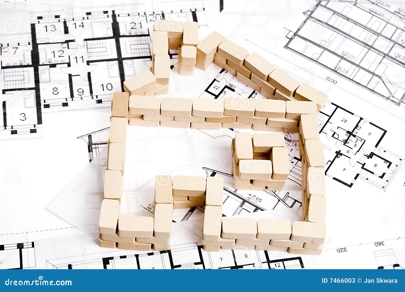 House over blueprint stock image. Image of object, design - 7466003
