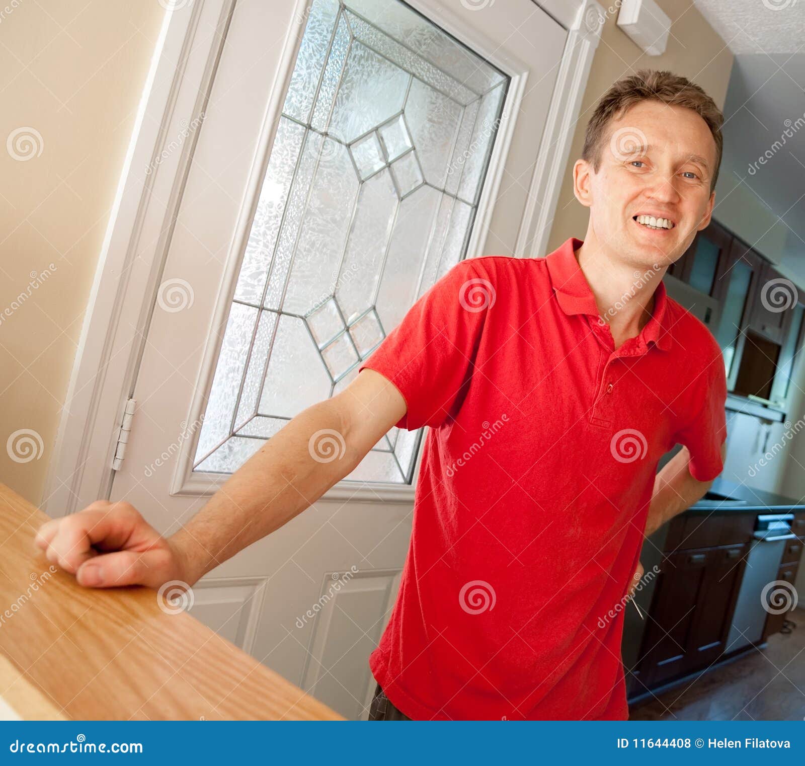 House owner stock photo. Image of adult, door, inside - 11644408