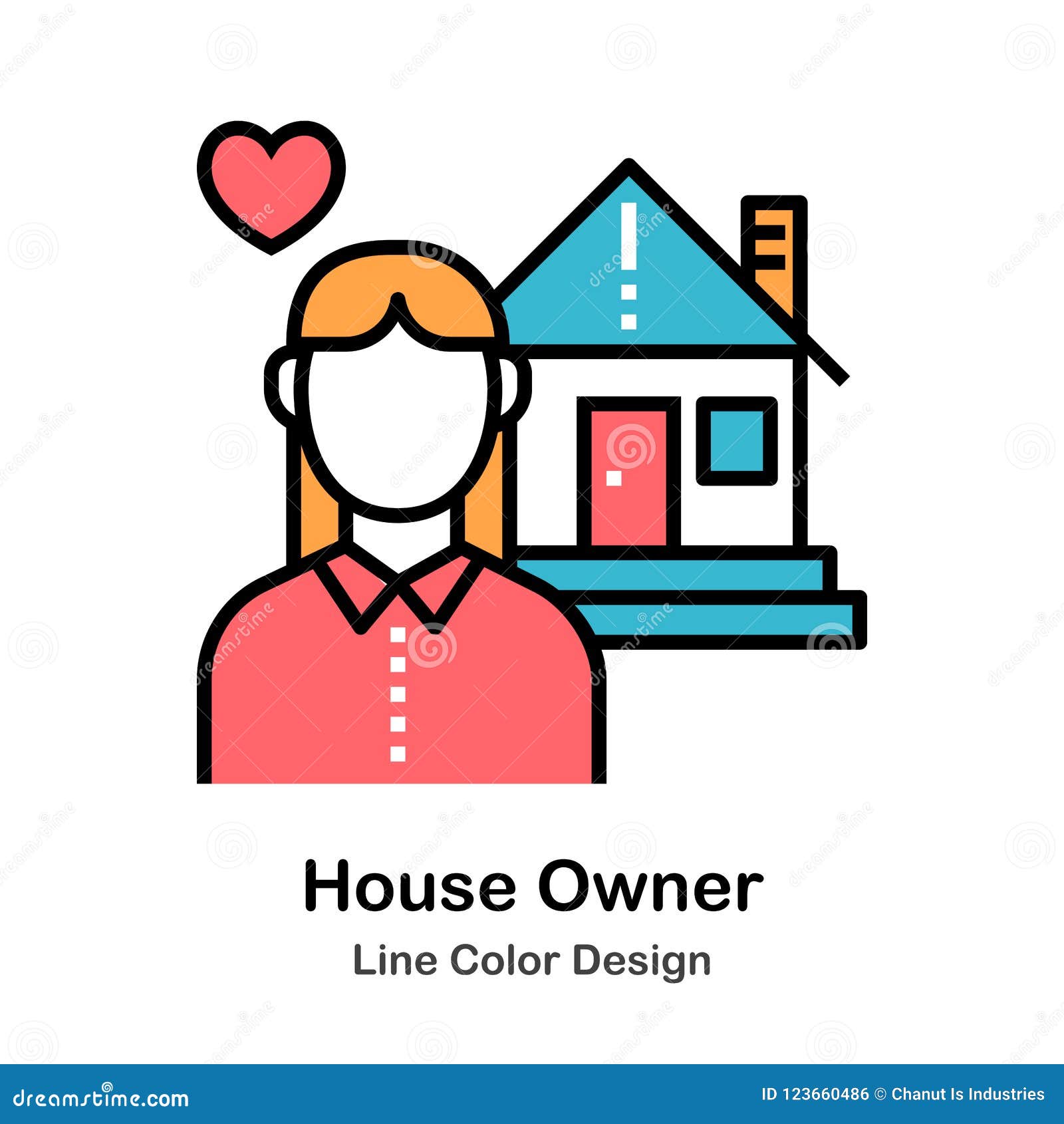 House Owner Line Color Icon Stock Vector - Illustration of purchase ...