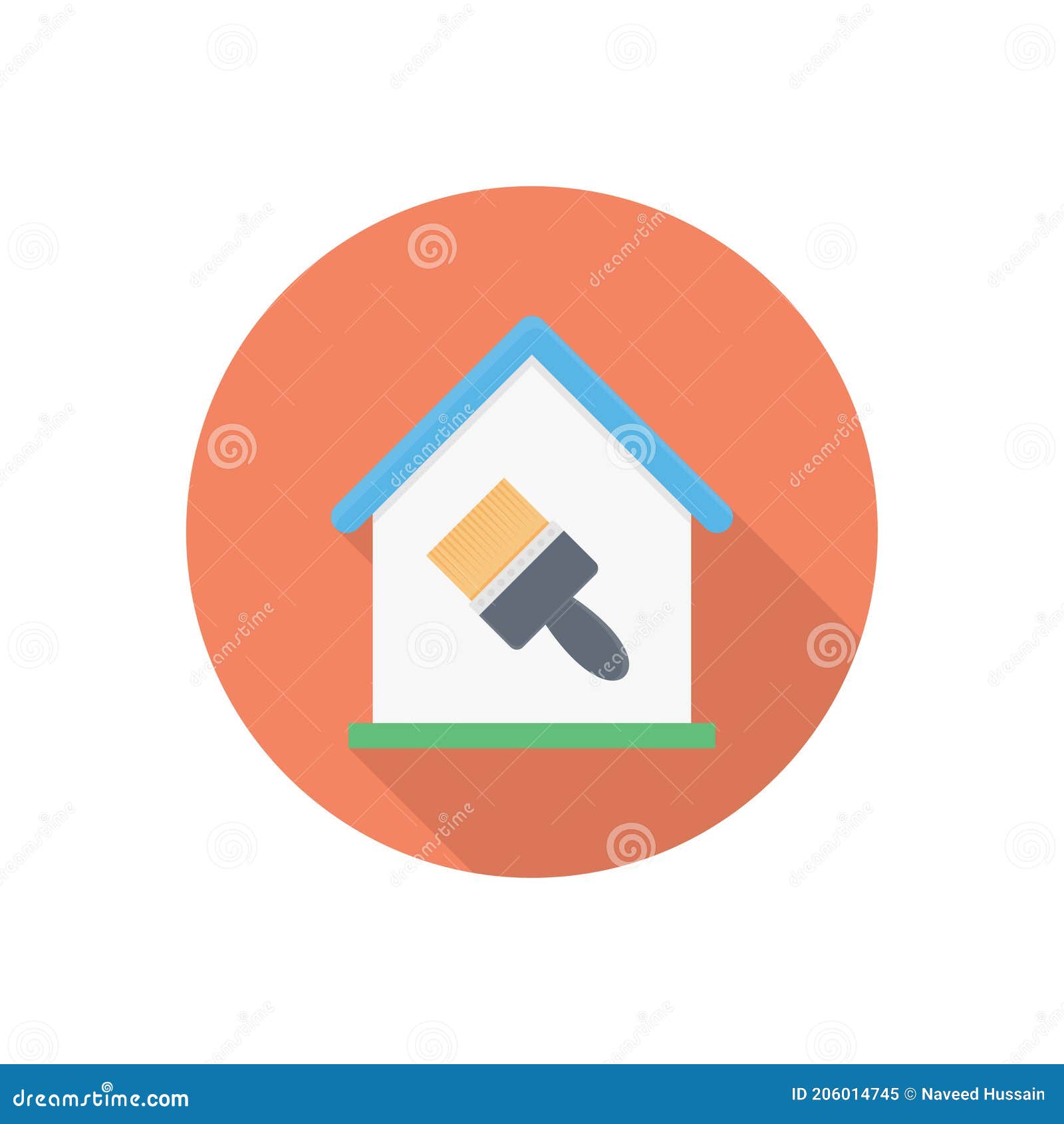 House Paint Vector Flat Colour Icon Stock Vector - Illustration of roof ...
