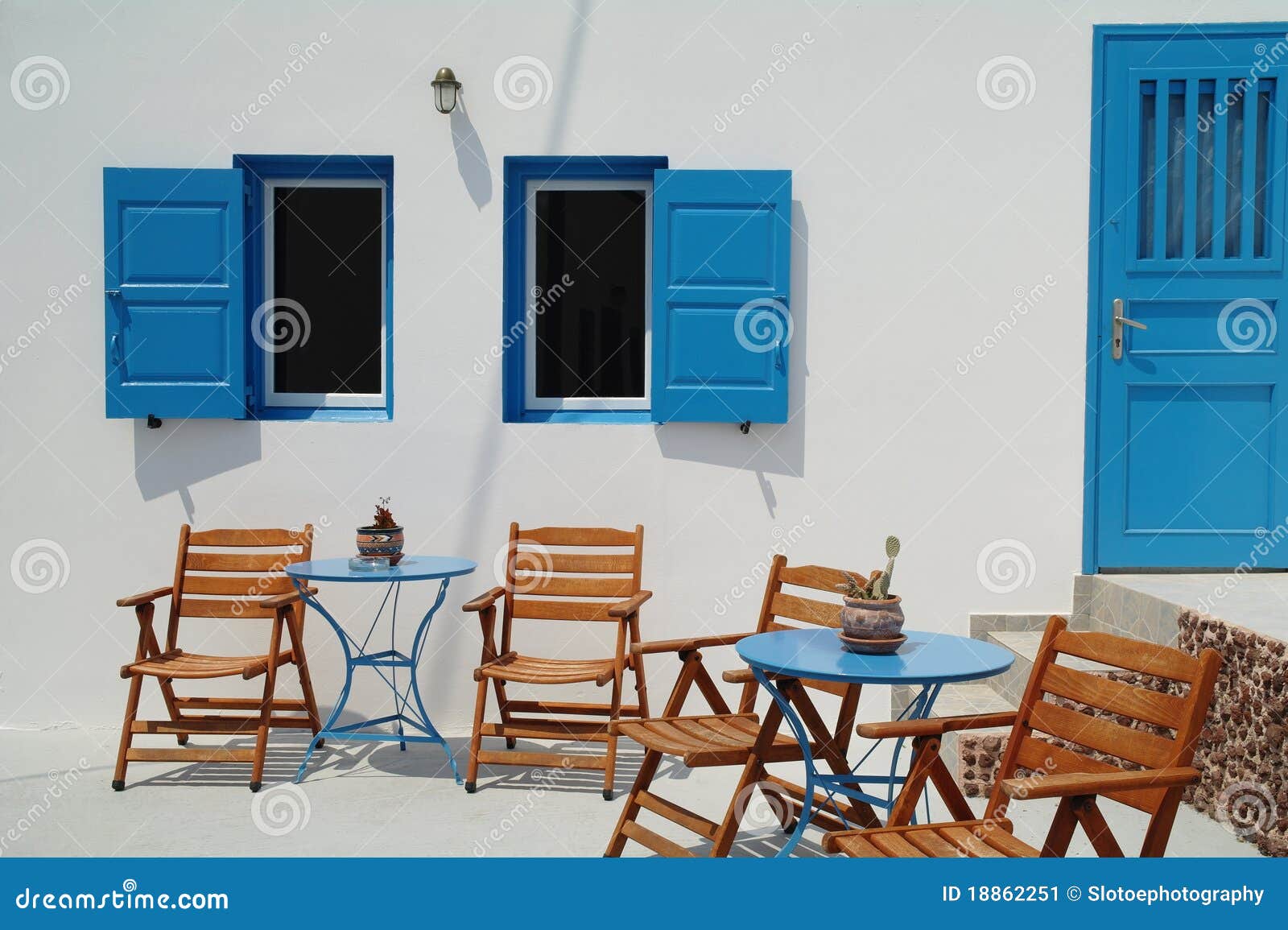 House, Painted in Colors of Greece, Santorini Stock Image - Image of ...