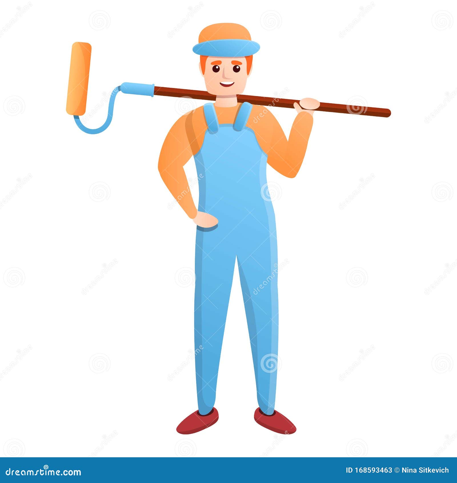 House Painter Guy Icon, Cartoon Style Stock Vector - Illustration of ...