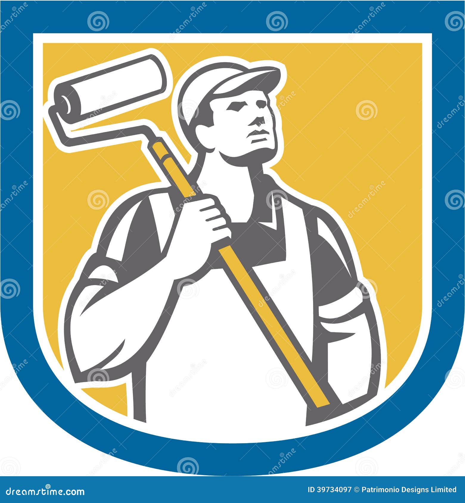 House Painter Holding Paint Roller Shield Stock Vector - Illustration ...