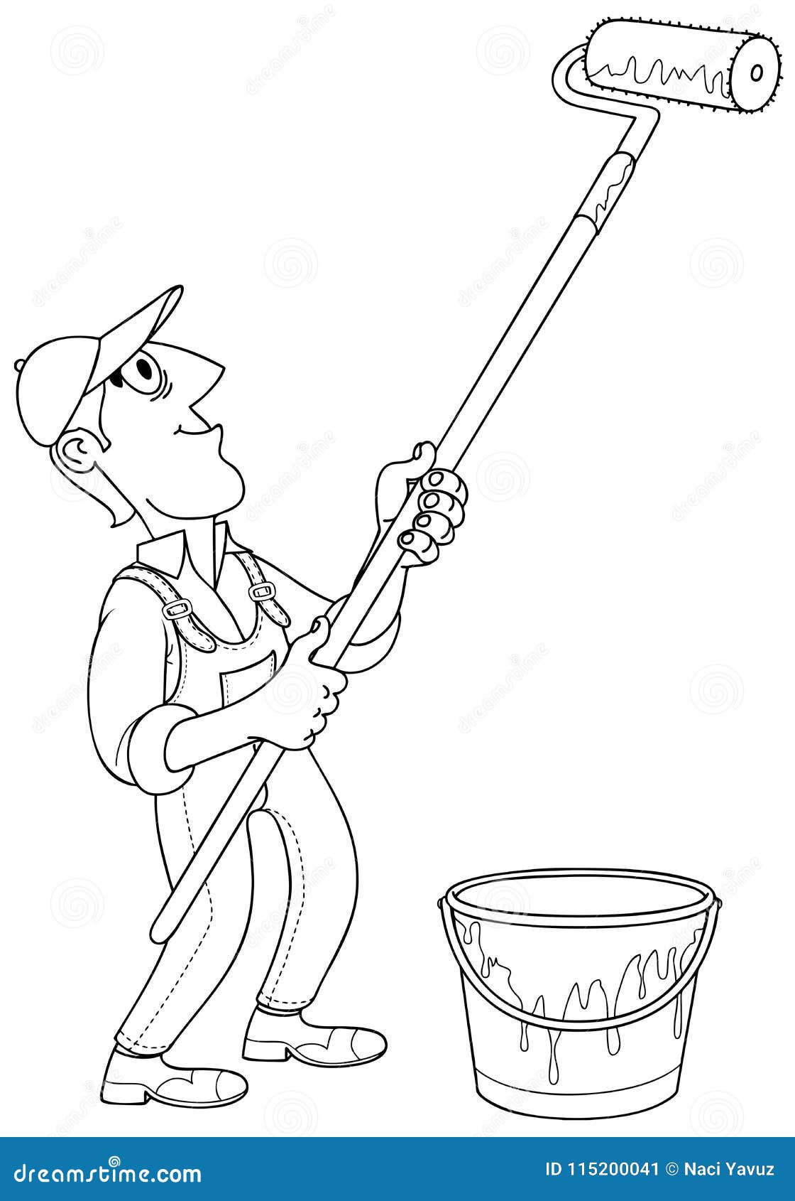 The House Painter Paints the Wall, Line Art Vector Stock Vector ... The House Painter Paints the Wall, Line Art Vector Stock Vector ...