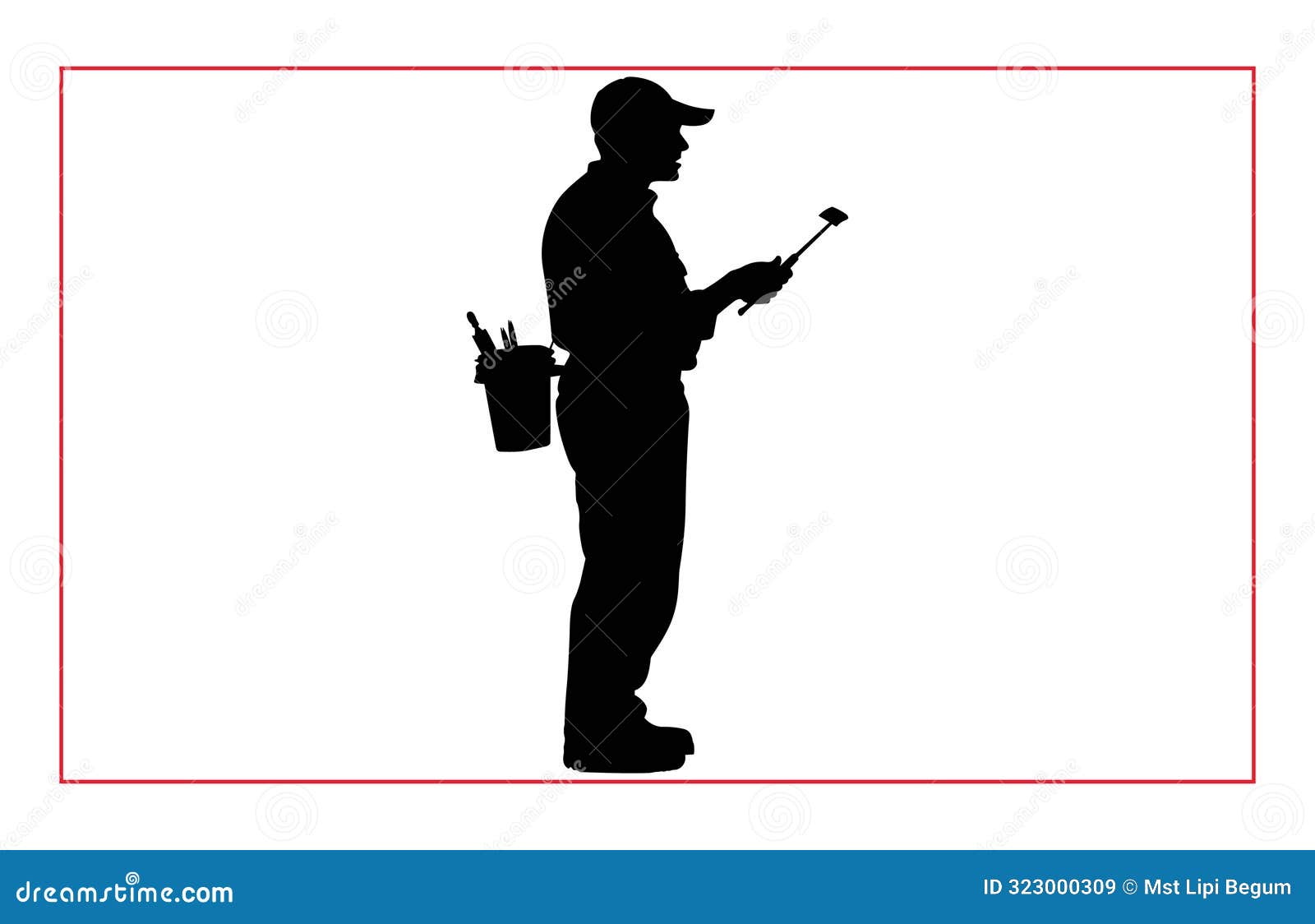 House Painter Silhouette Vector Illustration, Painter Workers on Ladder ...