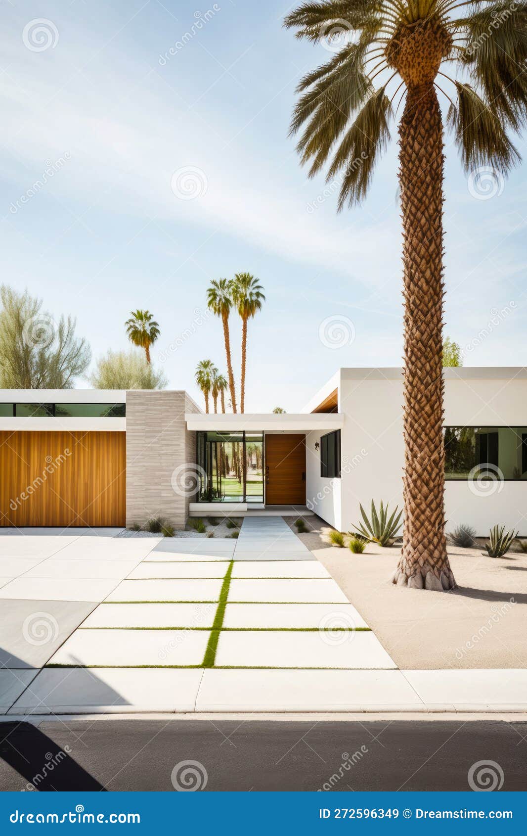 House with Palm Tree in Front of it and Driveway in Front of it ...
