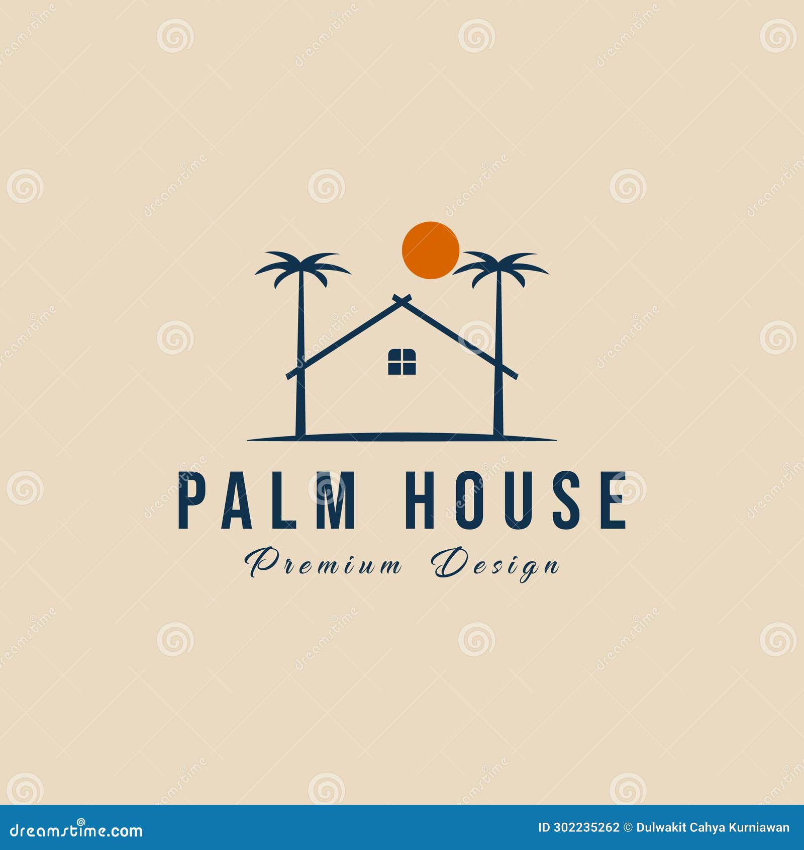 House with Palm Tree Logo Vector, Sun Tropical Beach Icon Design ...