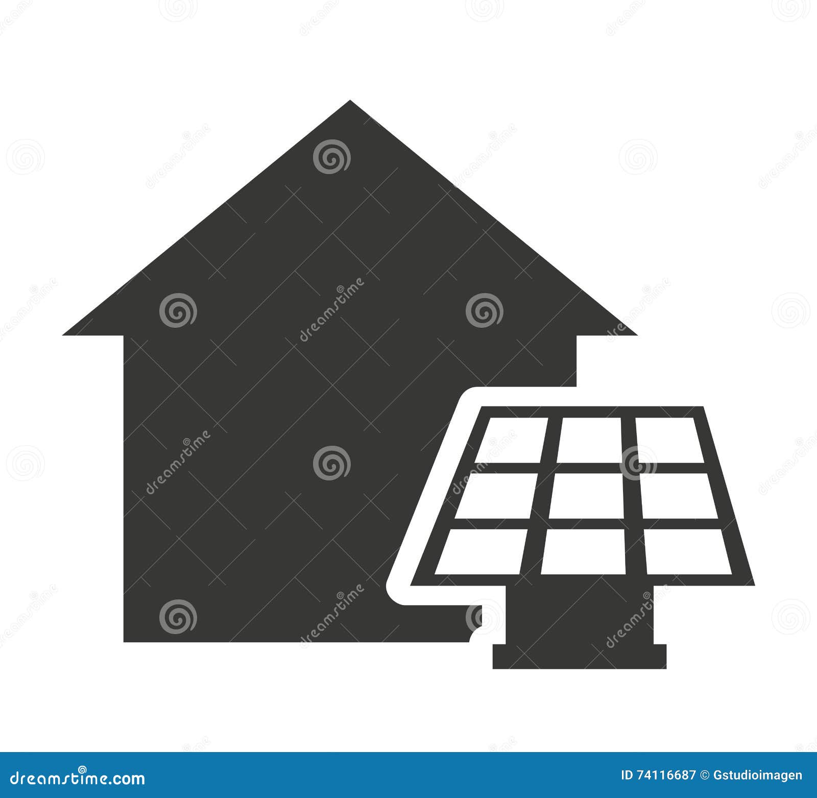 House with Panel Solar Isolated Icon Design Stock Illustration ...