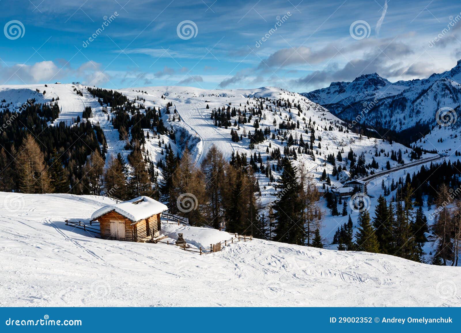 House in Passo Campolongo Valley Stock Photo - Image of powder ...