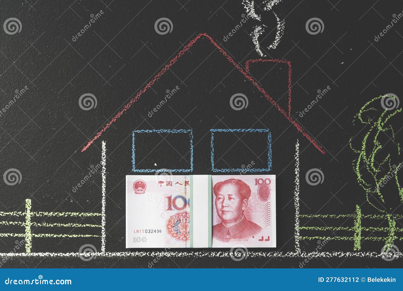 House Payment with Chinese Yuan Stock Photo - Image of drawing, cash ...