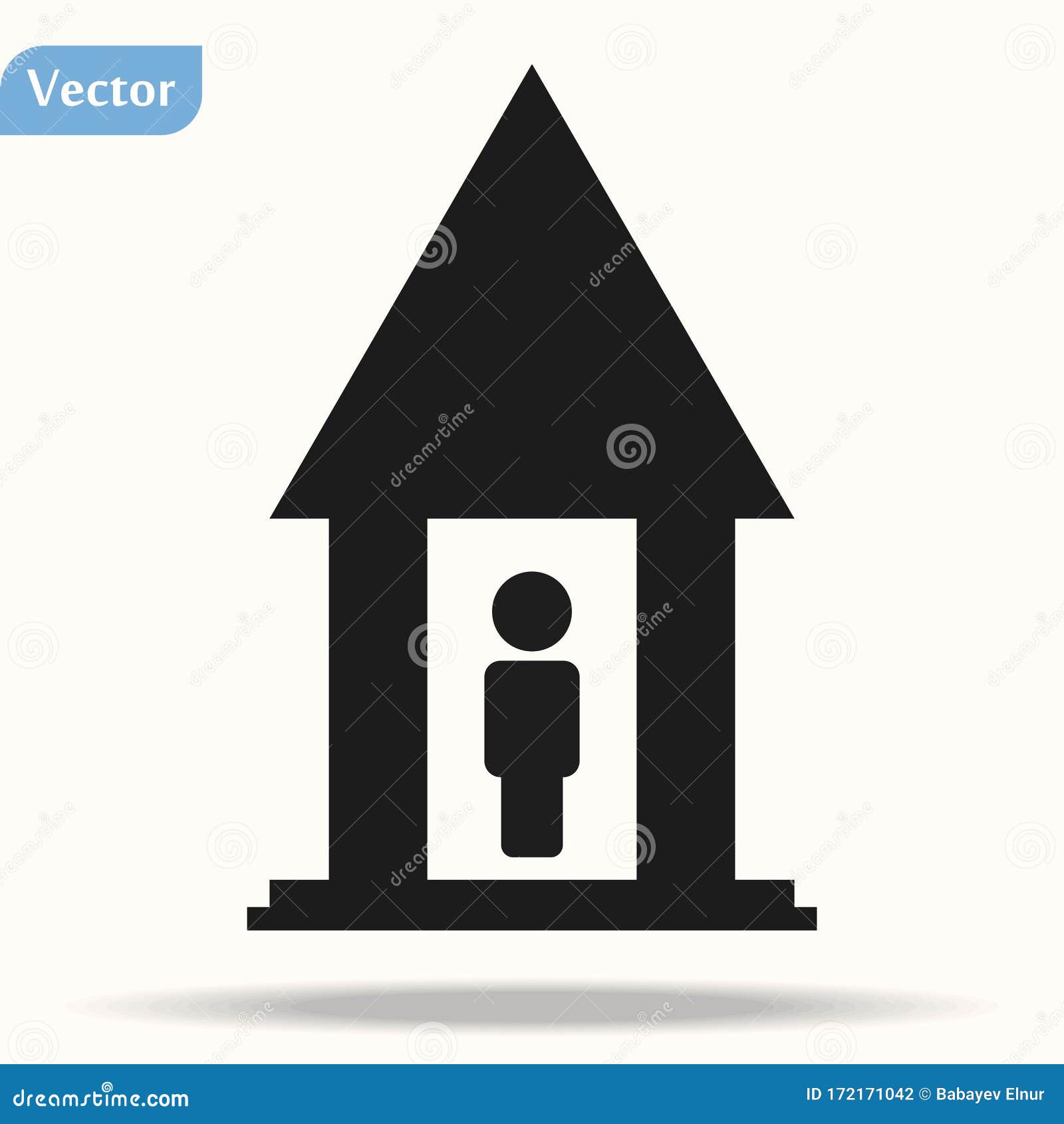 House with Person Icon Concept. Isolated Flat Illustration Stock ...