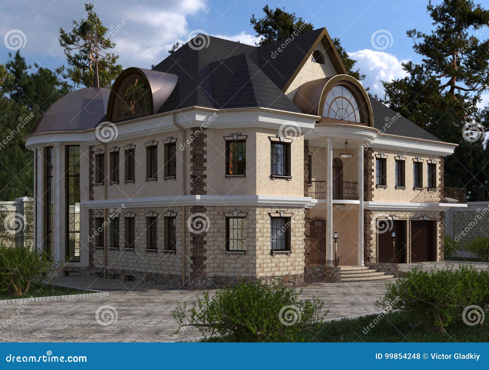 House Photo Realistic Render 3D Illustration Stock Illustration ...
