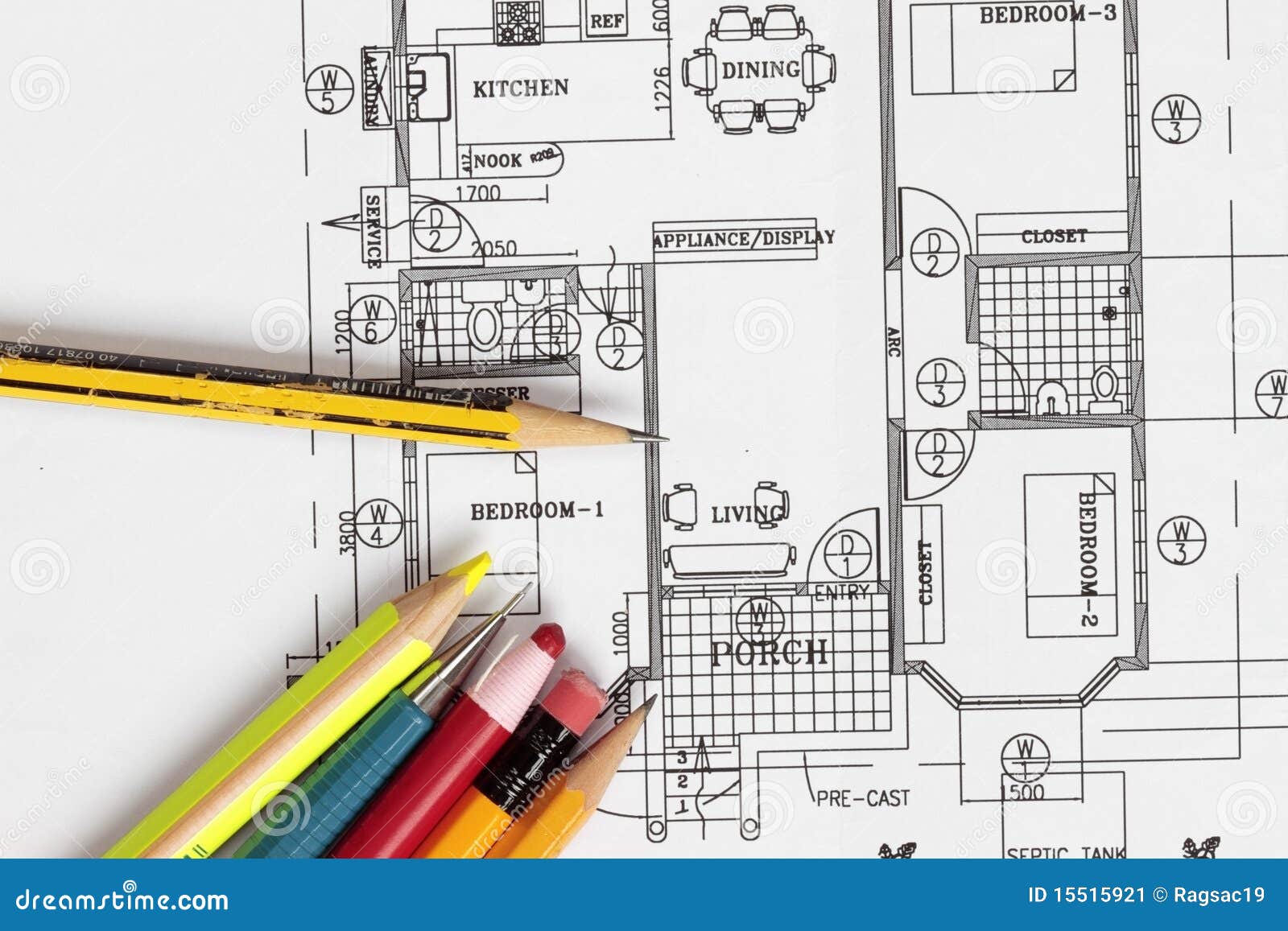House Plan - Technical Draw Cartoon Vector | CartoonDealer.com #5110401