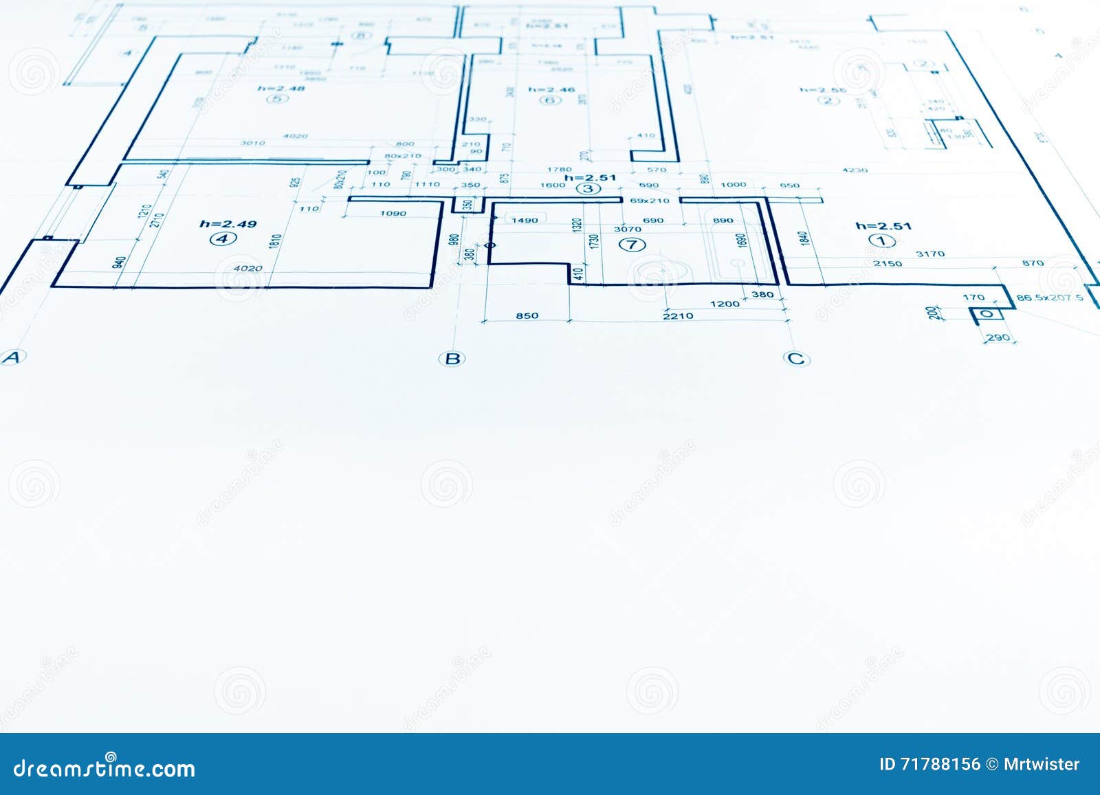 House Plan Blueprint, Architectural Drawing, Part of Architectural ...