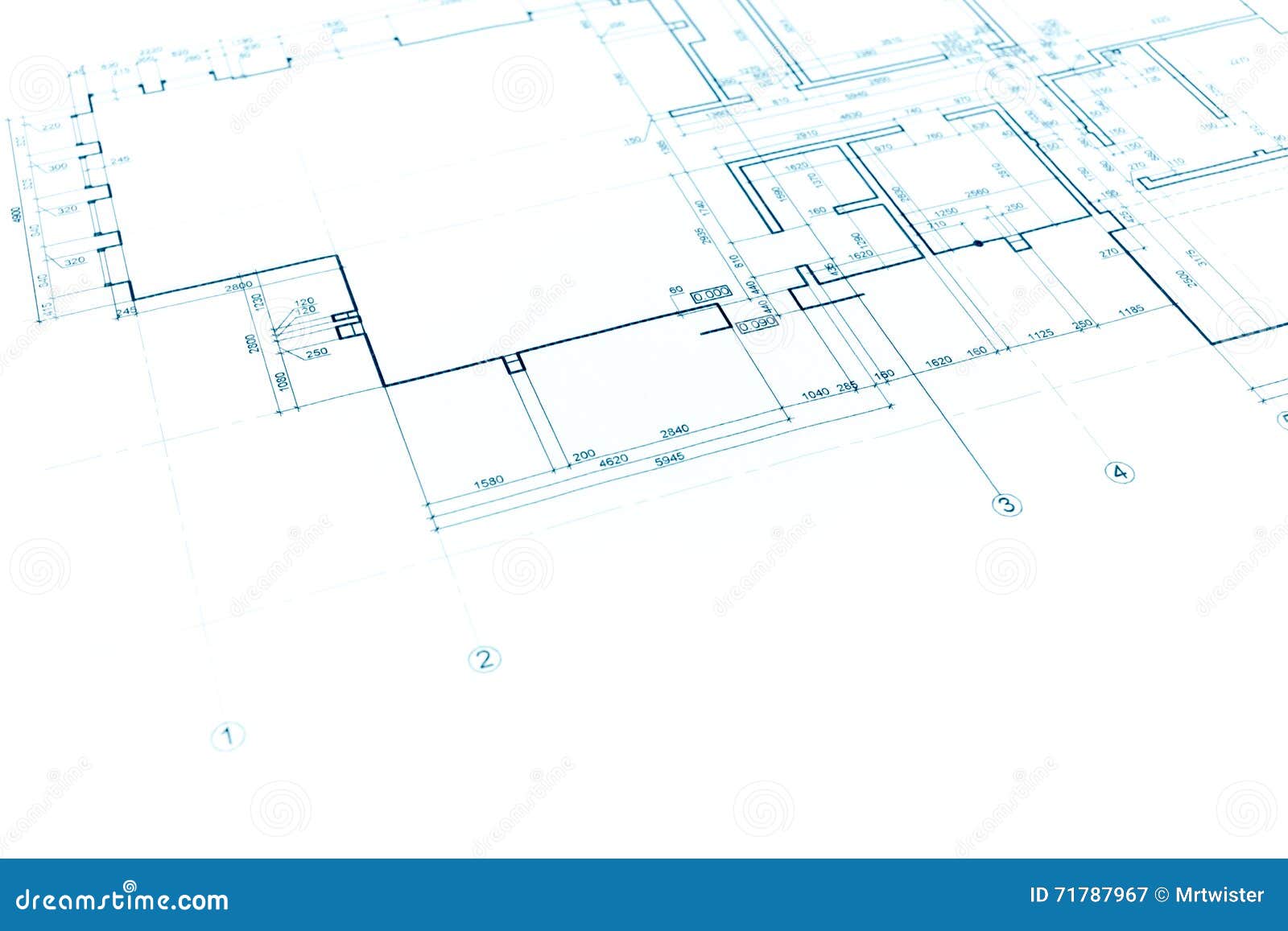 House Plan Blueprint, Technical Drawing, Part of Architectural P Stock ...