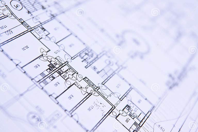 House Plan Blueprints Close Up Stock Photo - Image of line, divider ...