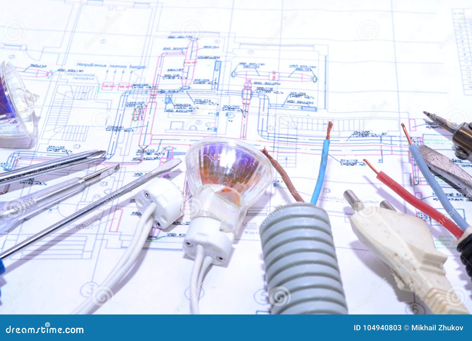 House Plan.electrical Connection. Stock Image - Image of build ...