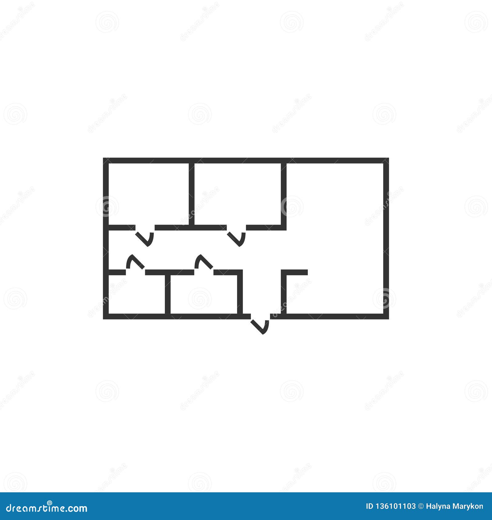 House plan icon flat stock vector. Illustration of home - 136101103
