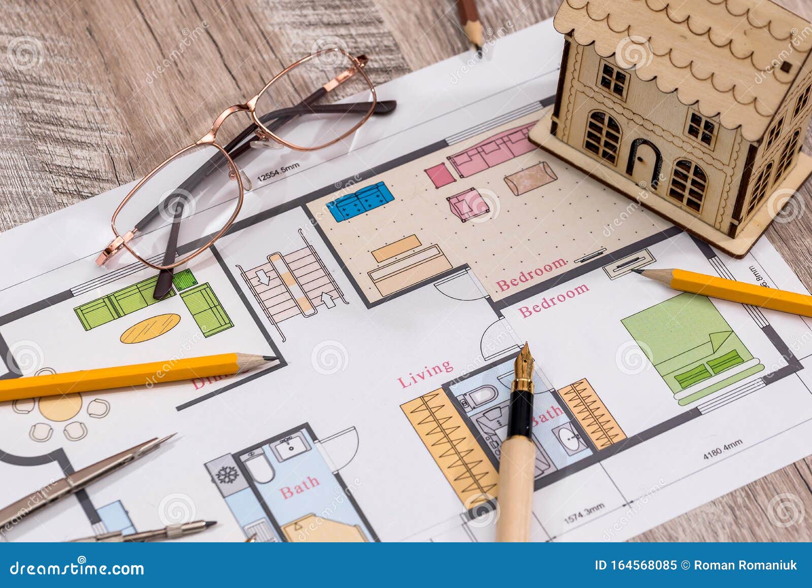House Plan and Model with Different Tools Stock Image - Image of design ...