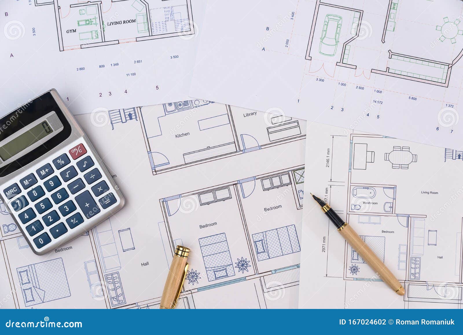 House Plan with Pen and Calculator Close Up Stock Photo - Image of ...