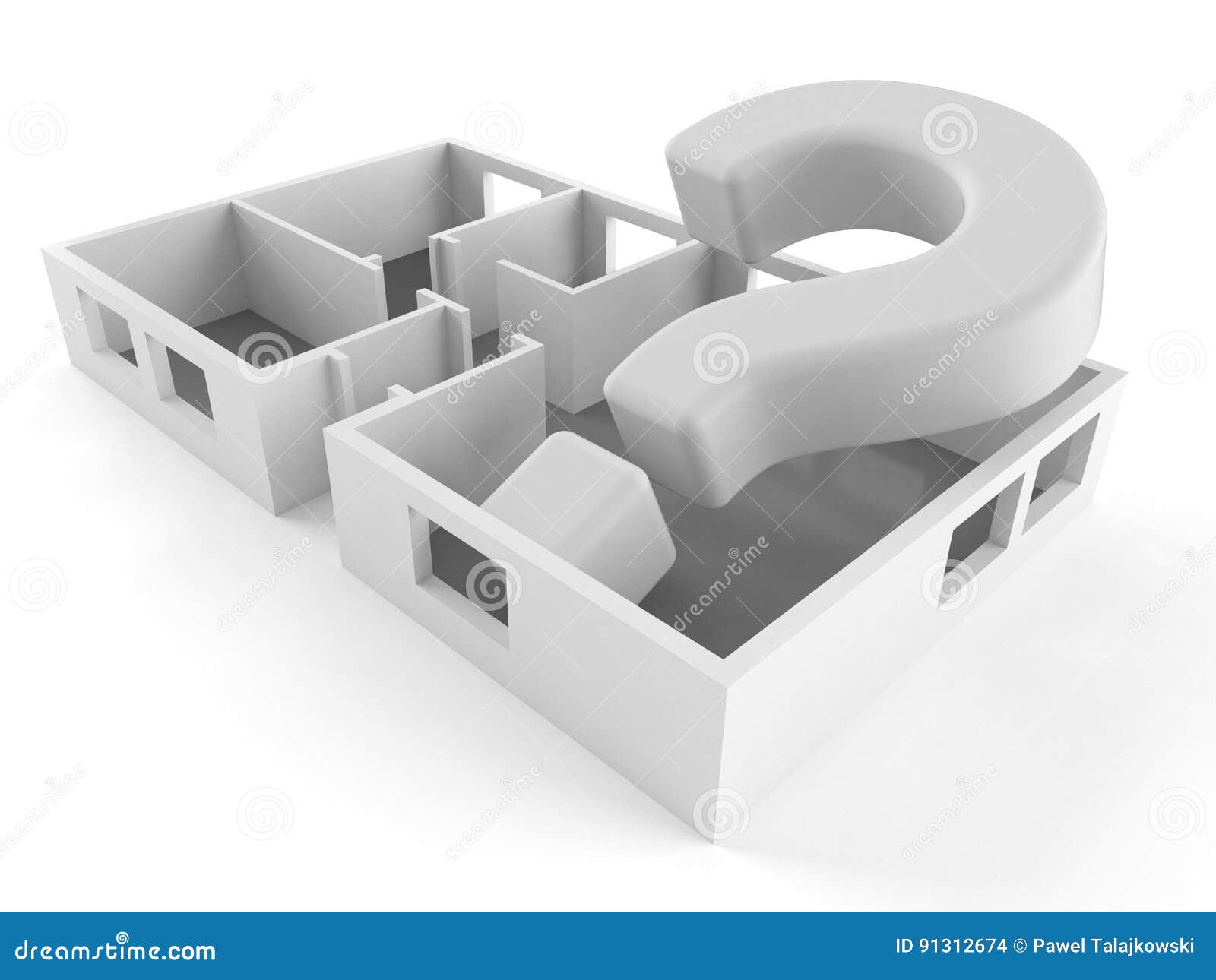 House Plan with Question Mark Stock Illustration - Illustration of ...