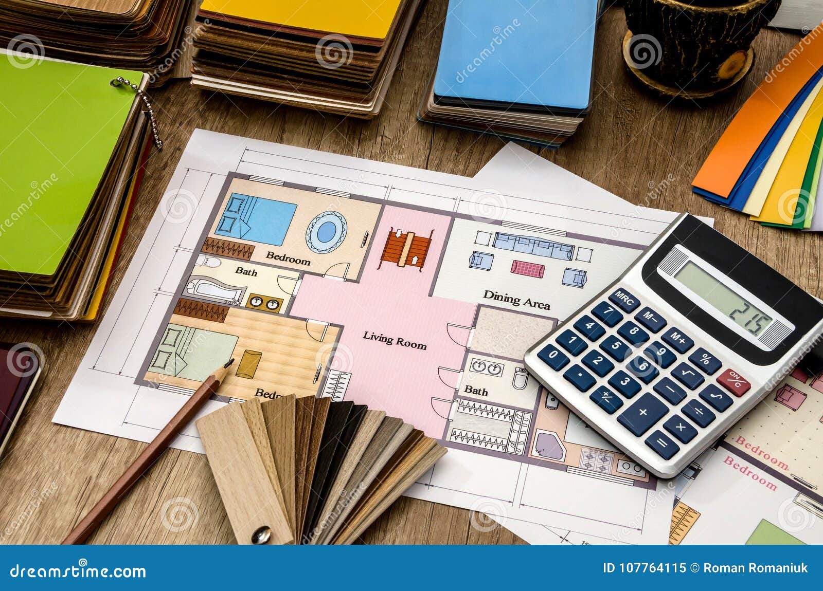 House Plan with Samples of Materials Stock Image - Image of project ...