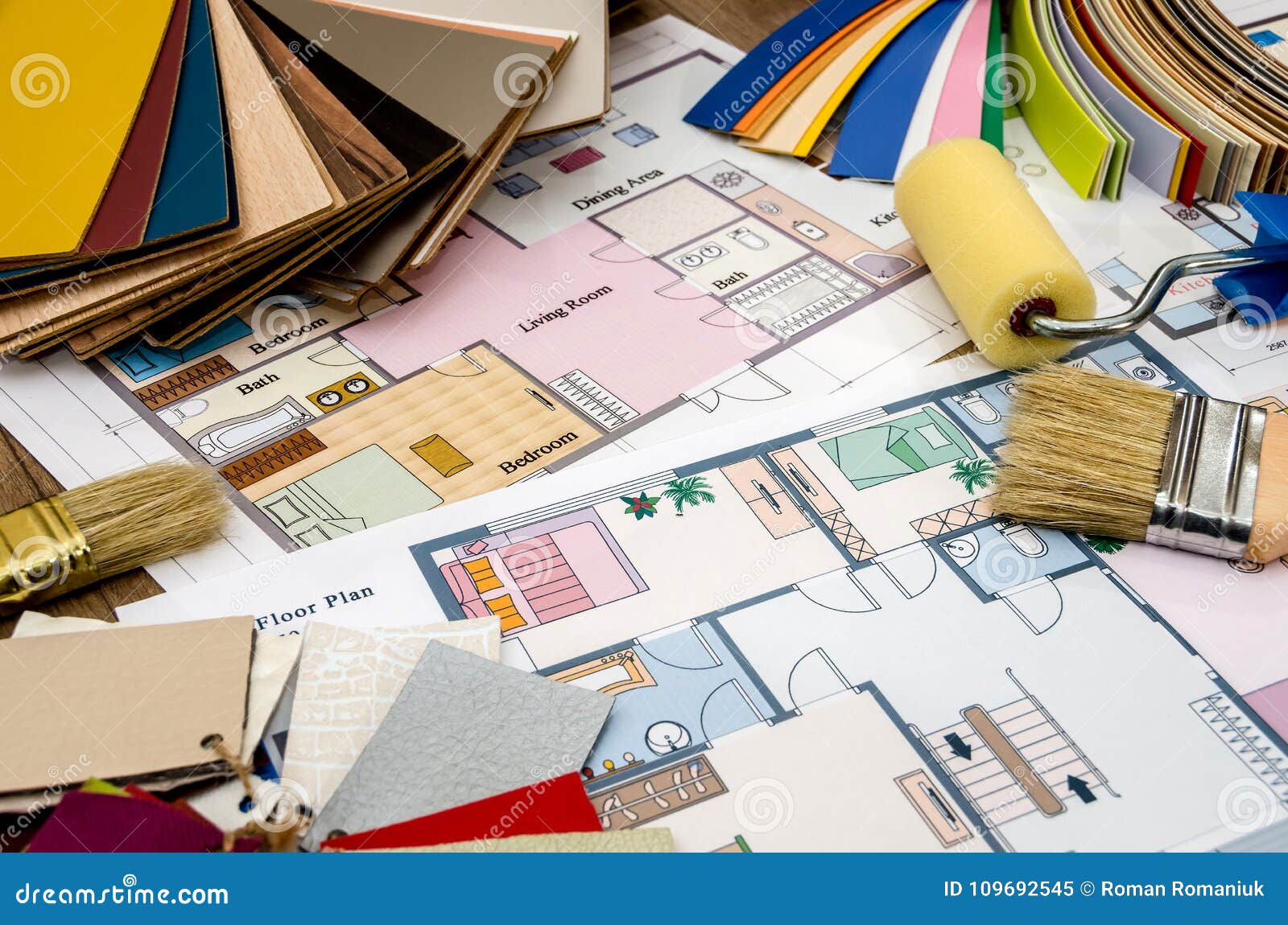 House plan with tools stock image. Image of color, renovation - 109692545