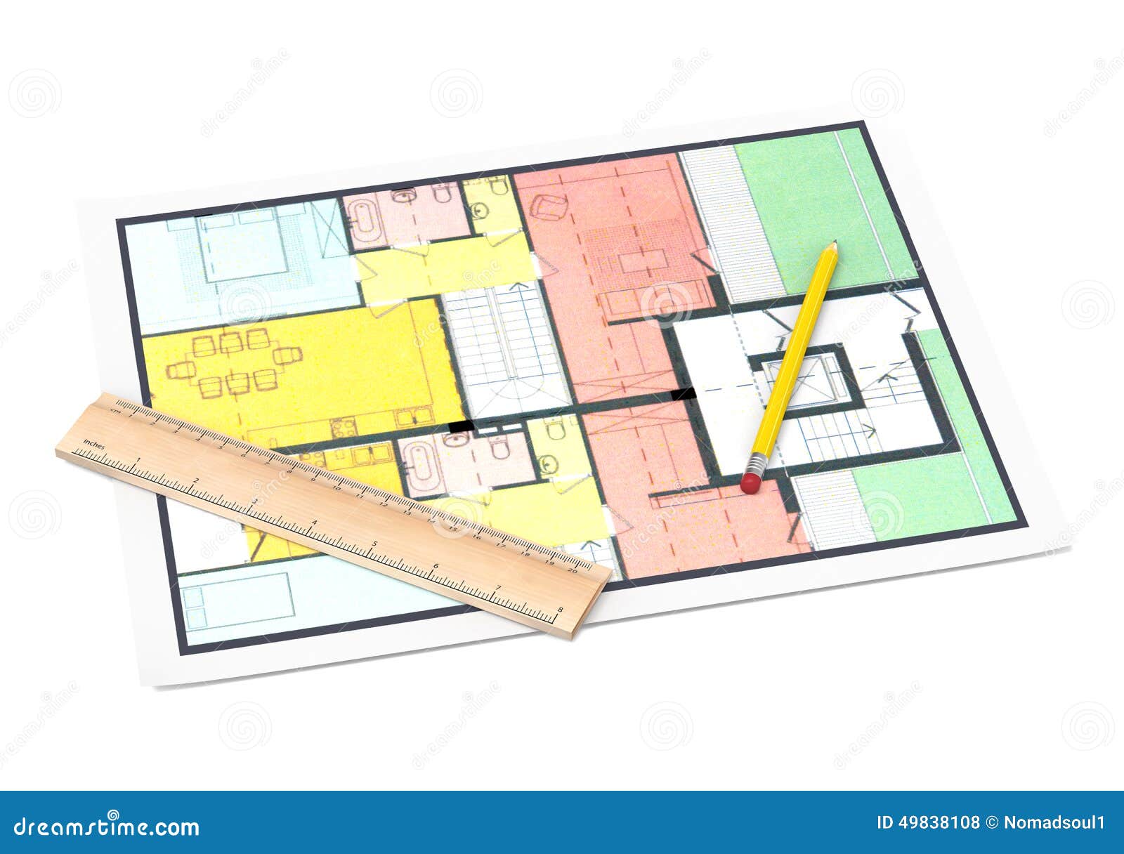 House Plan on White Background Stock Photo - Image of architecture ...