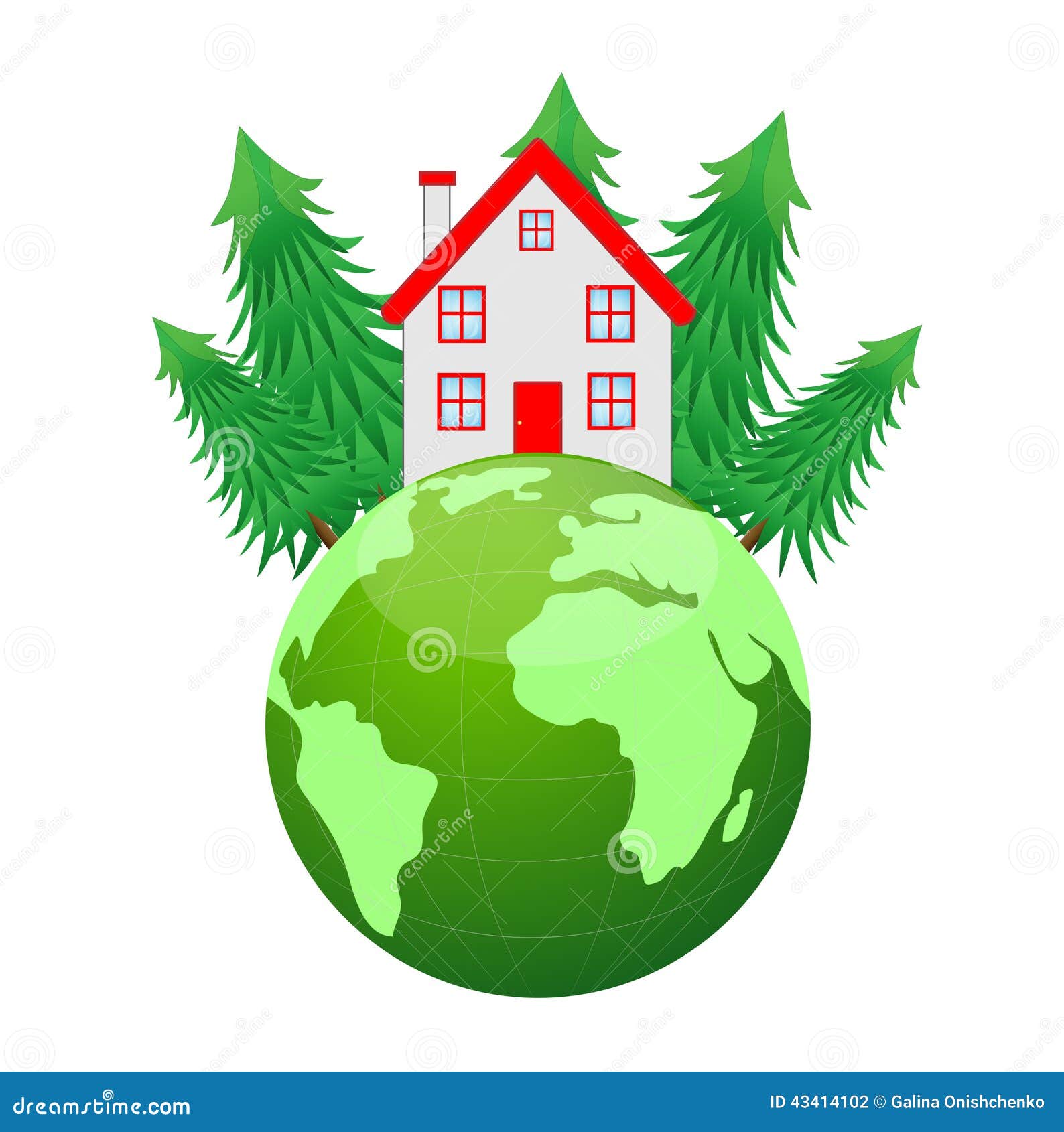 House and Planet Earth on a White Background Stock Vector ...