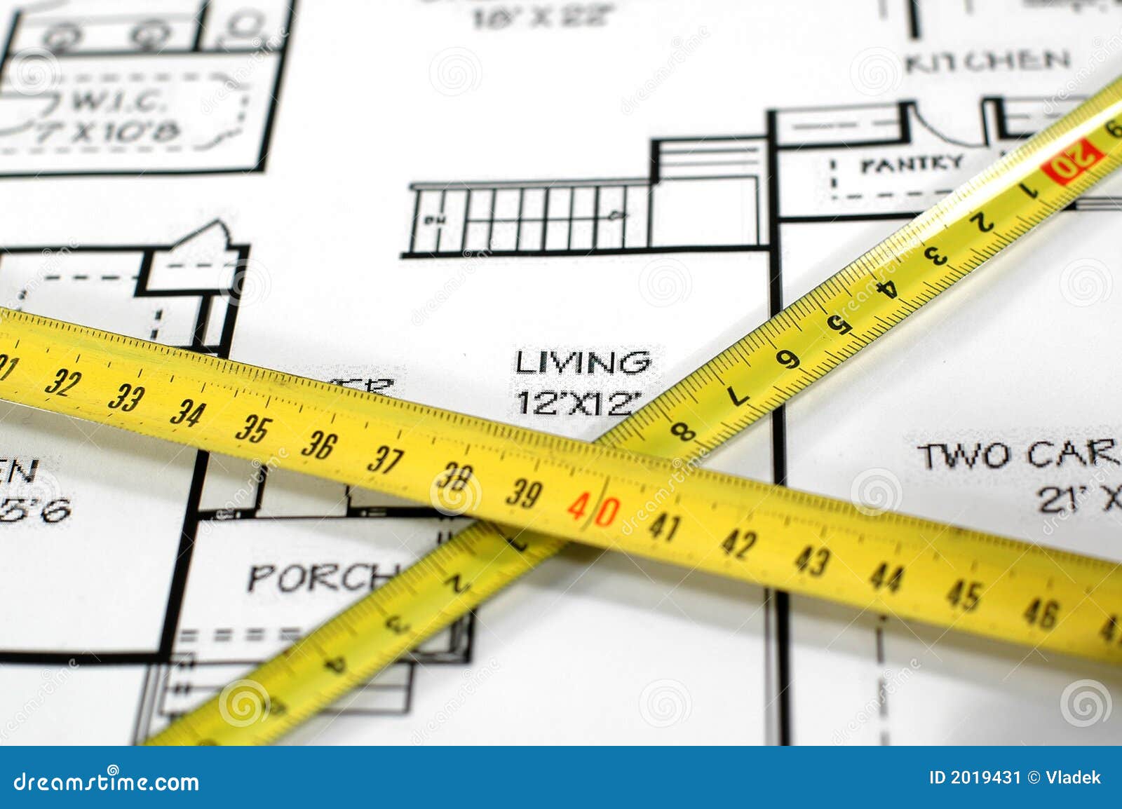 House Plans and Folding Rule Stock Image - Image of architecture ...
