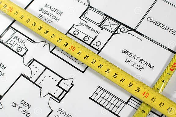 House Plans and Folding Rule Stock Photo - Image of drawings, drafting ...