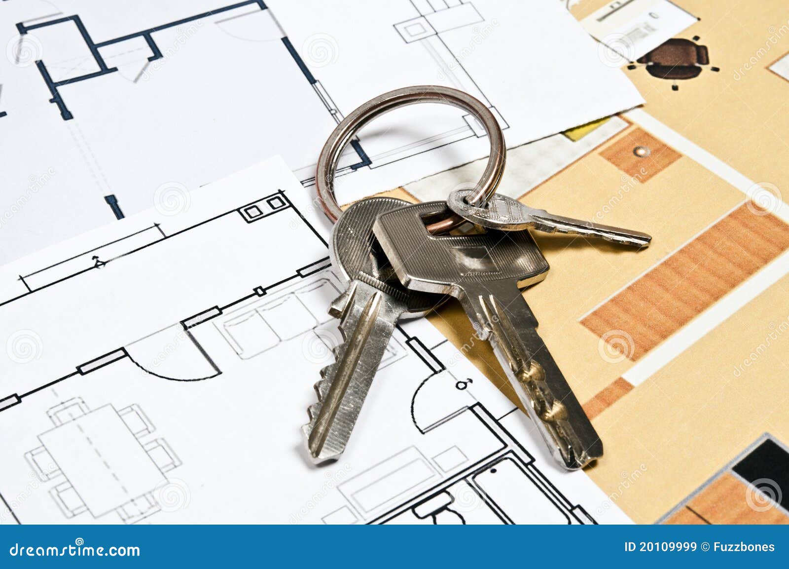 House plans and key stock image. Image of architecture - 20109999