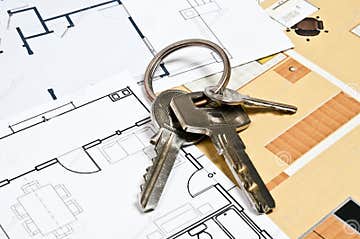House plans and key stock image. Image of architecture - 20109999