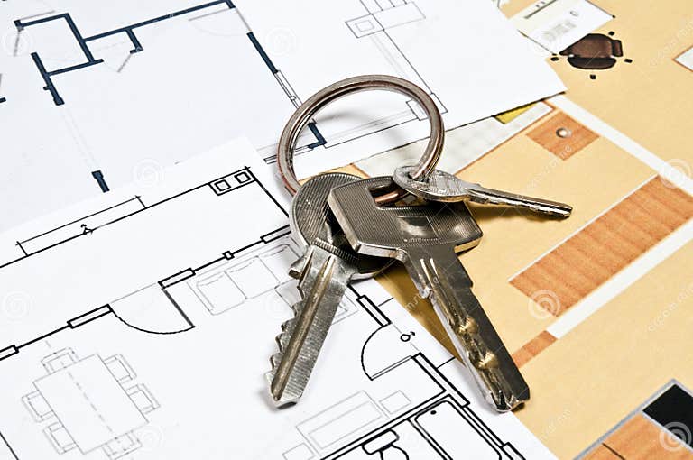 House plans and key stock image. Image of architecture - 20109999