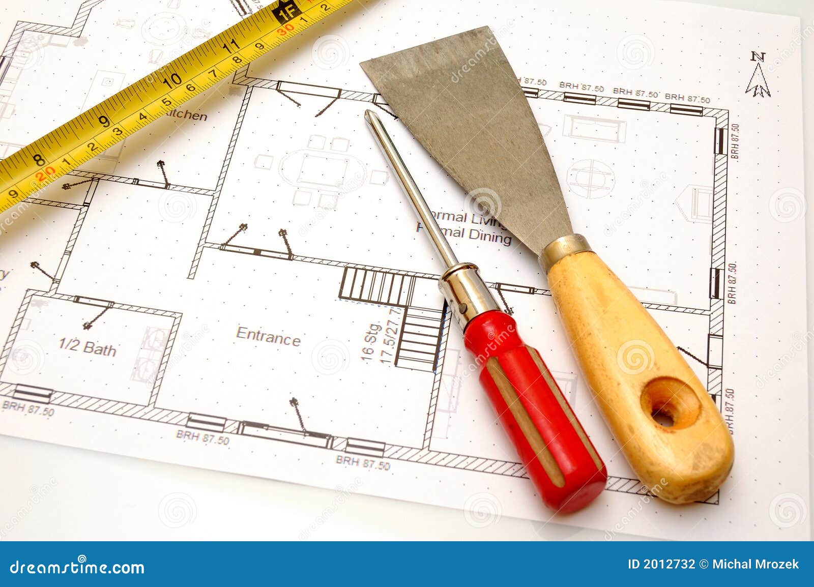 House plans and some tools stock photo. Image of screwdriver - 2012732