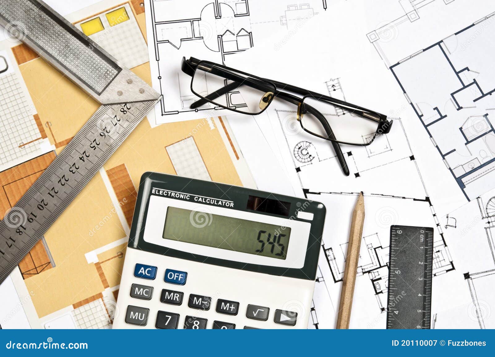 House plans and tools stock image. Image of investment - 20110007