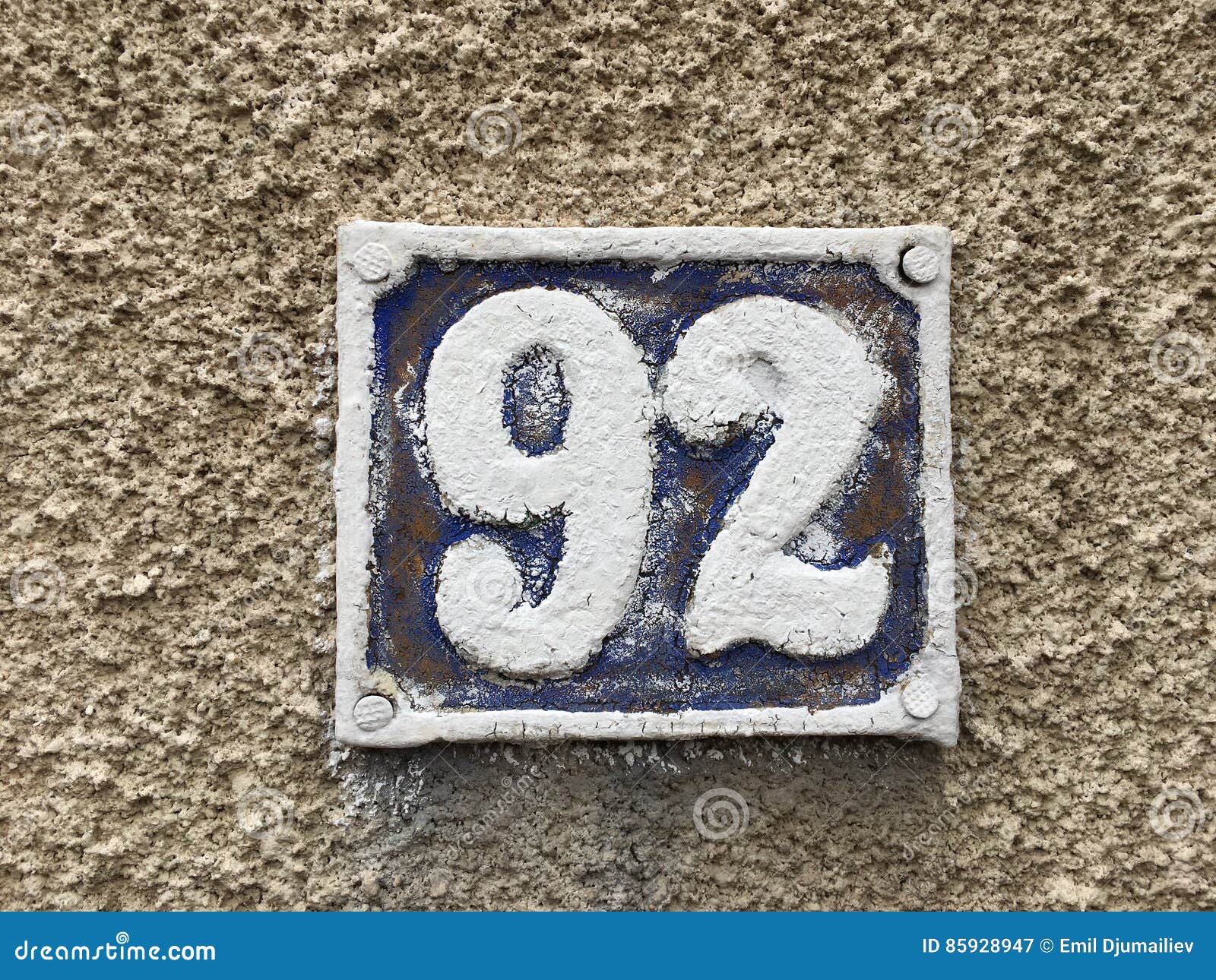 92 on house plate stock image. Image of home, metal, number - 85928947