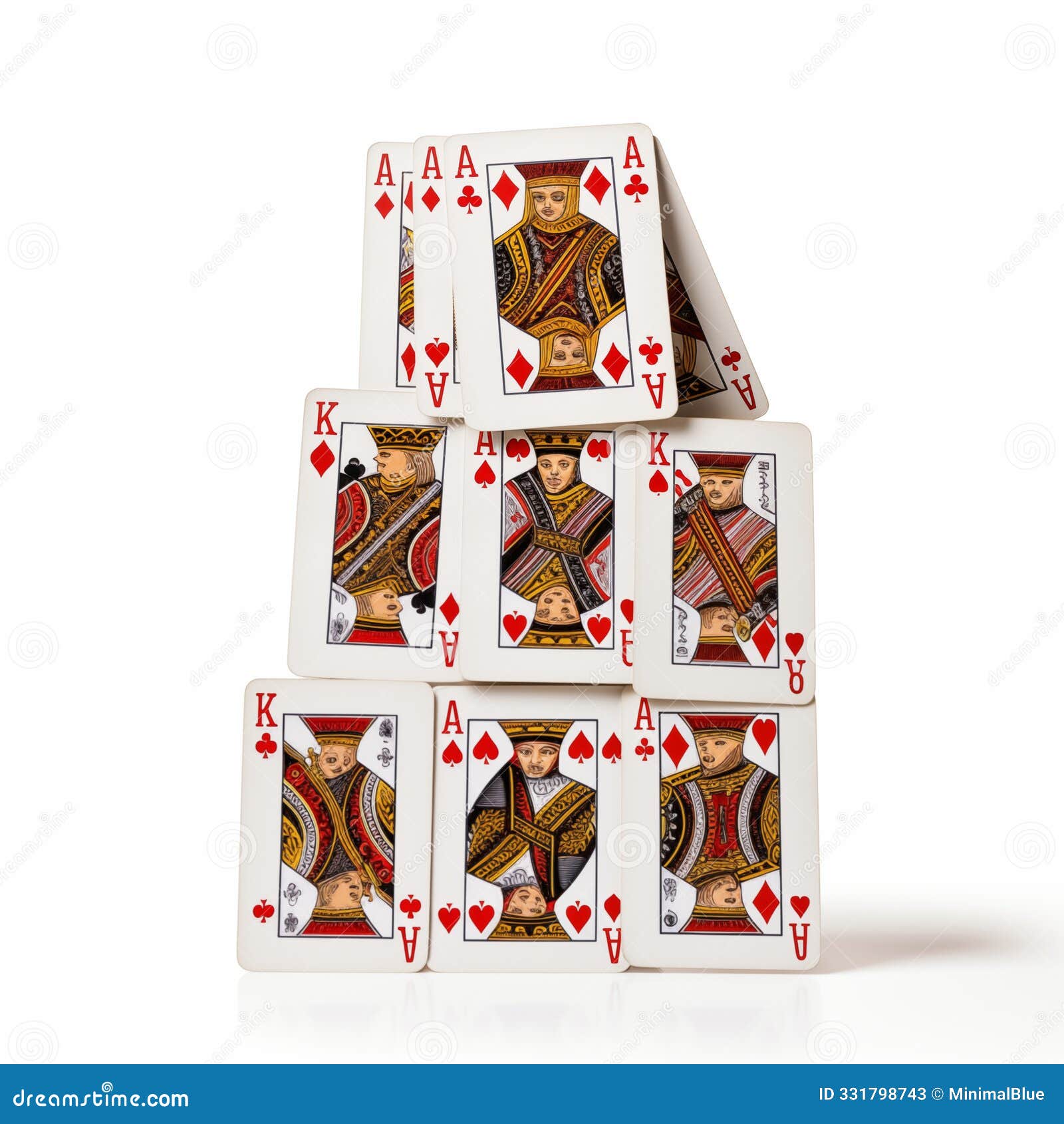 House of Playing Cards Stacked on White Background Stock Illustration ...