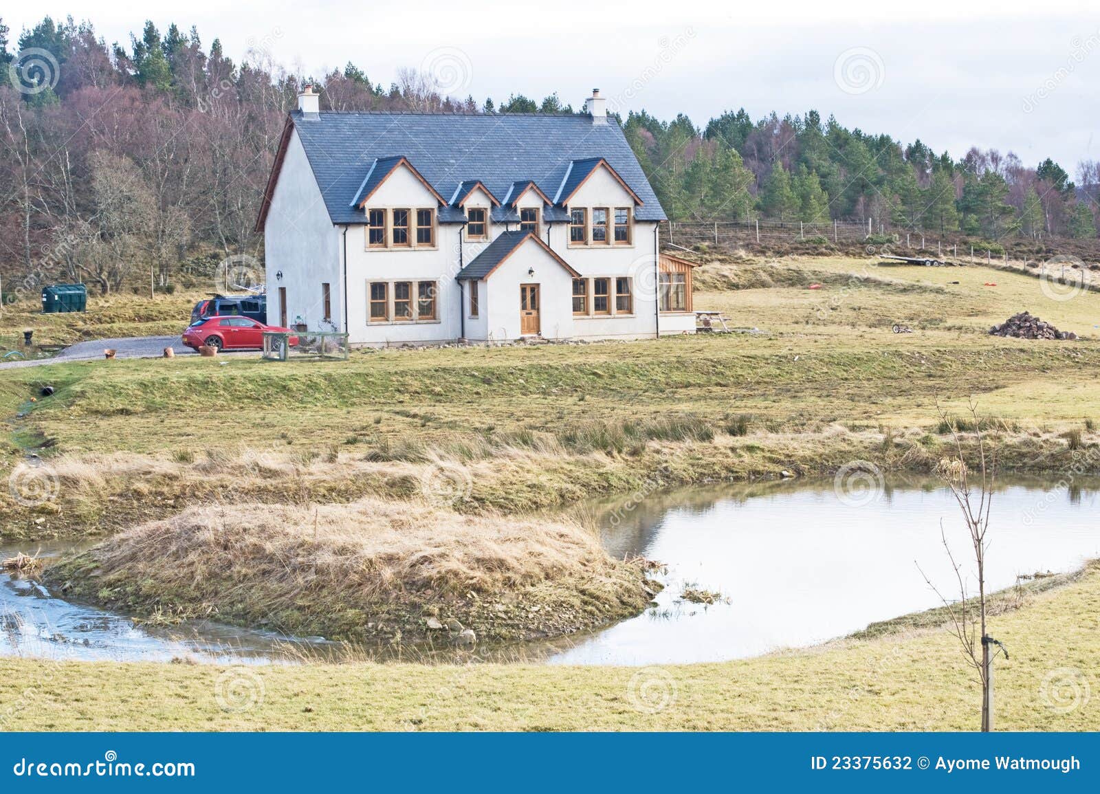 House with a pond. stock photo. Image of door, home, choice - 23375632